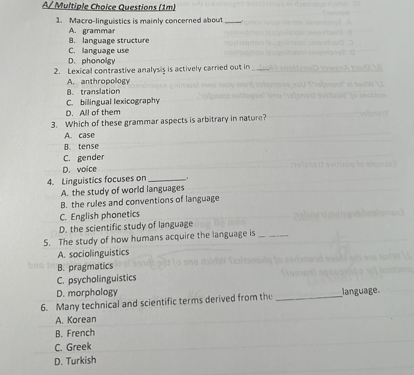 Solved A/Multiple Choice Questions Macro-linguistics is | Chegg.com