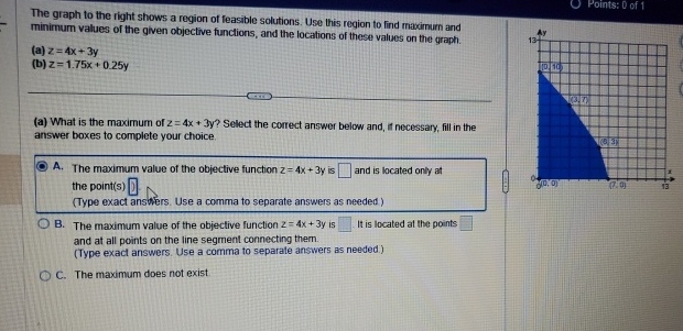 Solved Points: 0 ﻿of 1The graph to the right shows a region | Chegg.com