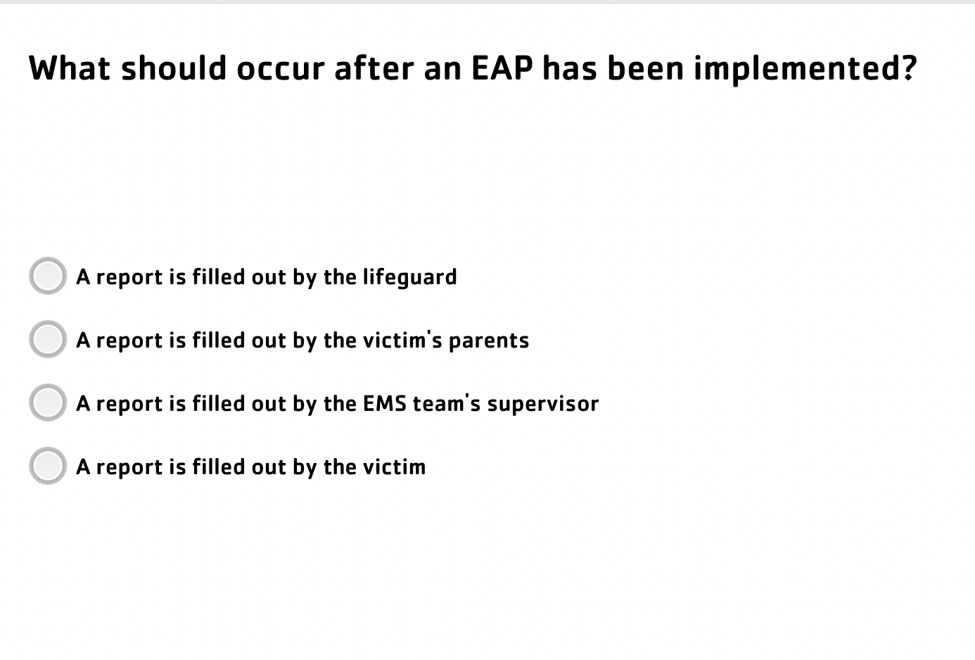 Solved What should occur after an EAP has been implemented? | Chegg.com