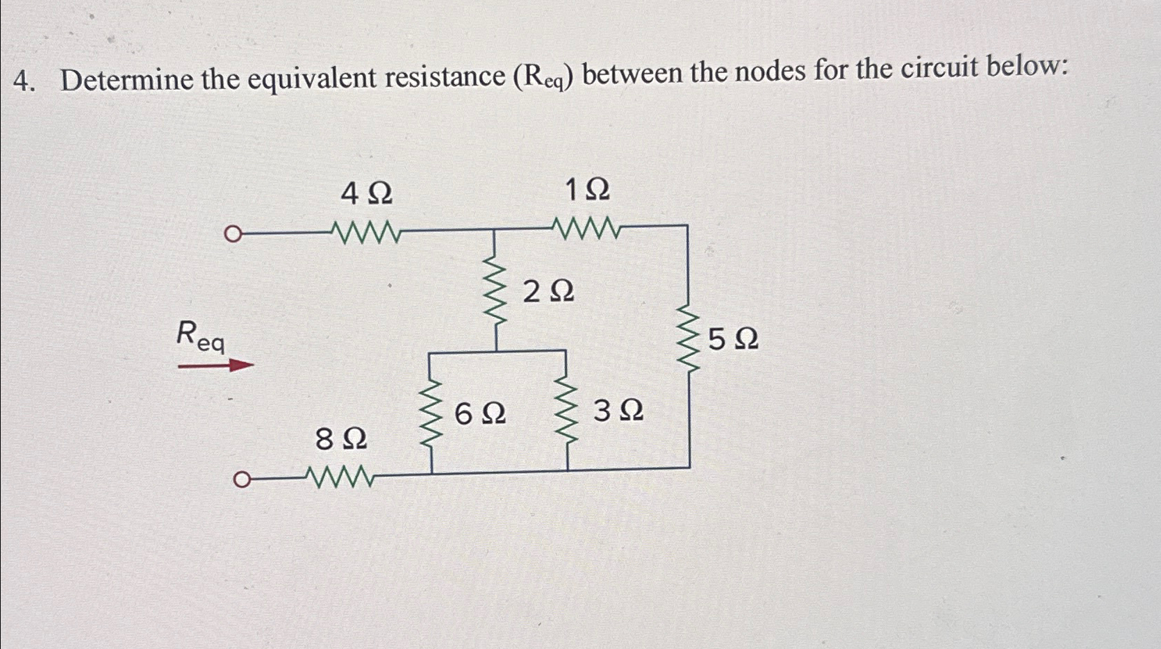 Solved Determine the equivalent resistance (Req) ﻿between | Chegg.com