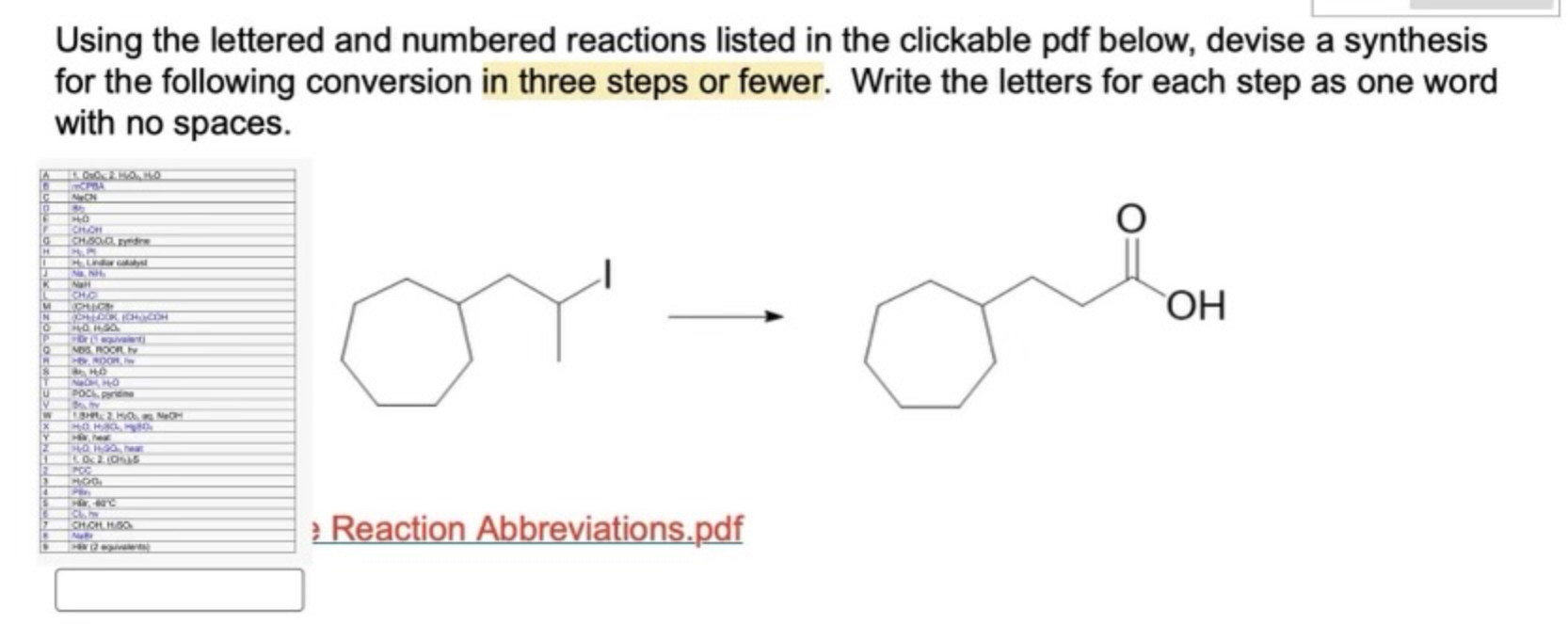 Solved Using the lettered and numbered reactions listed in | Chegg.com