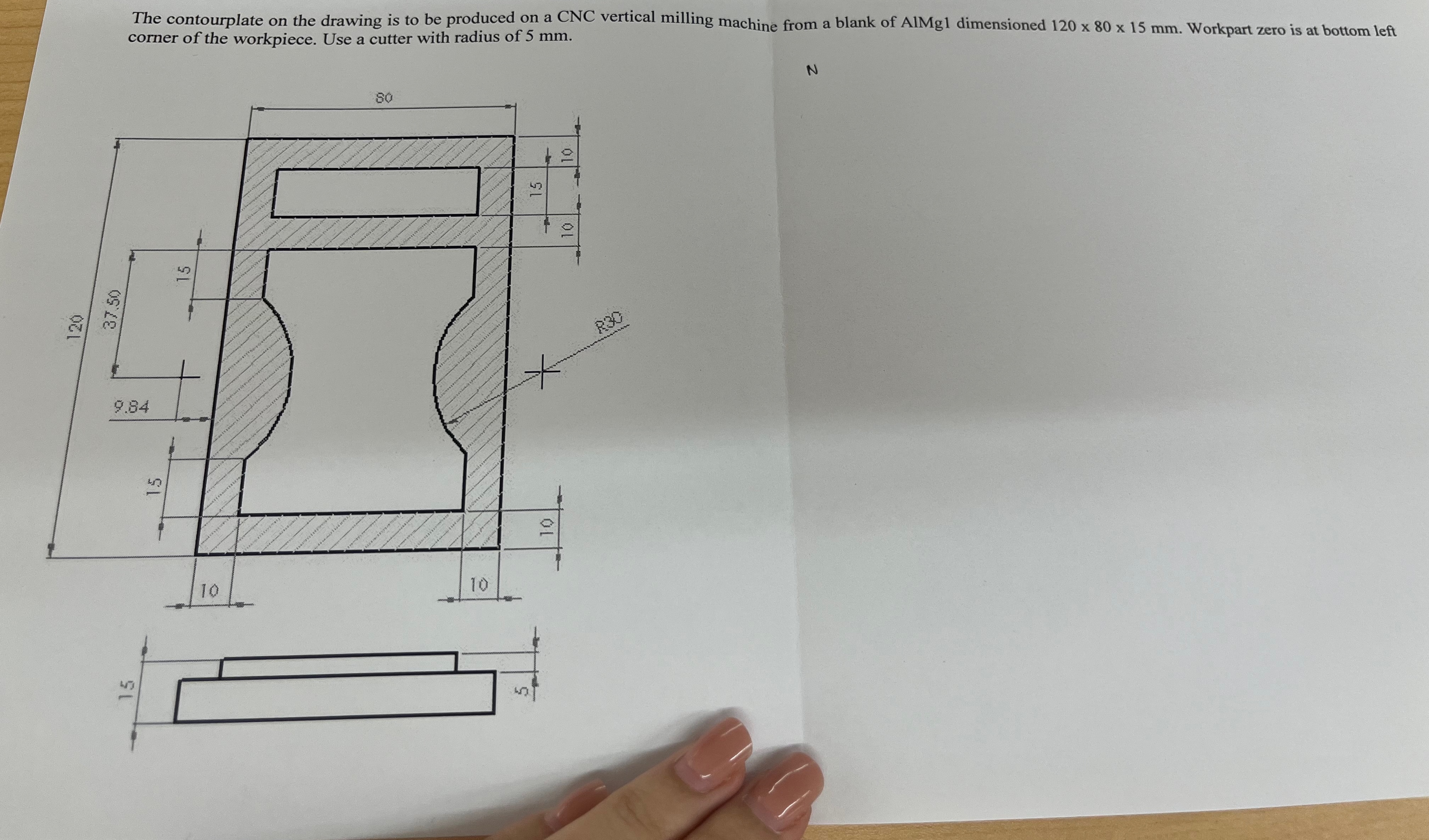 Solved corner of the workpiece. Use a cutter with radius of | Chegg.com