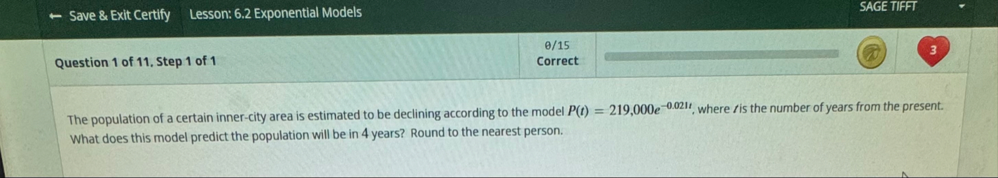 Save & Exit CertifyLesson: 6.2 ﻿Exponential | Chegg.com