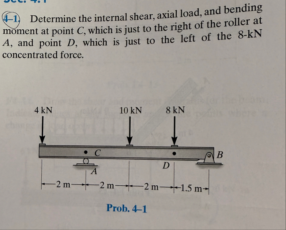Solved Determine the internal shear, axial load, and bending | Chegg.com