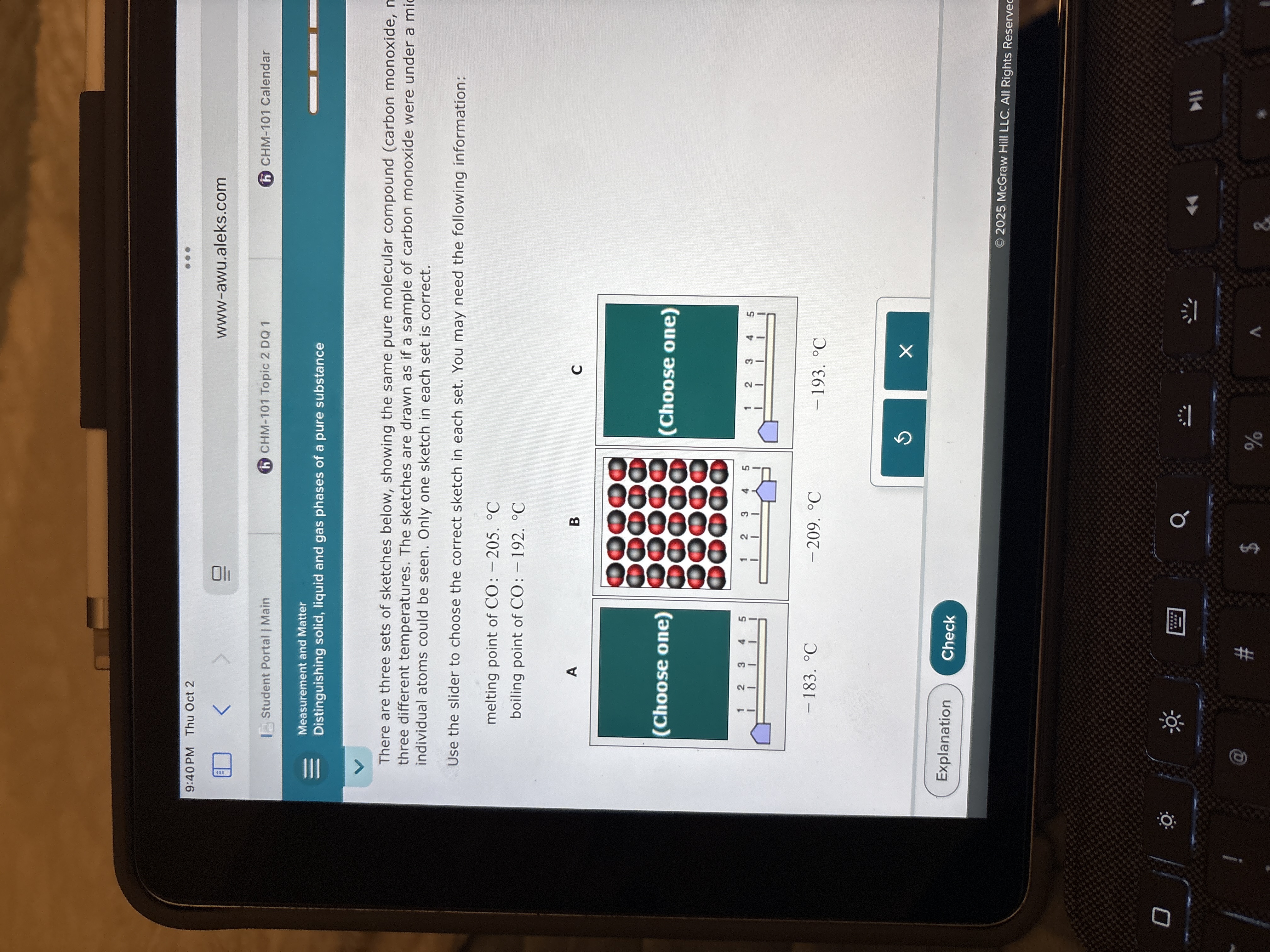 Solved code class="asciimath">CO:-205.\deg C boiling point | Chegg.com