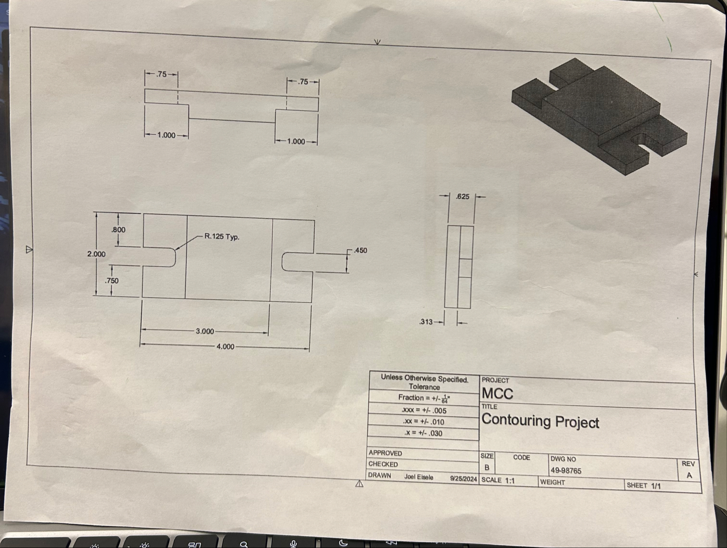 Solved I need to make a g code program to run this part on a | Chegg.com