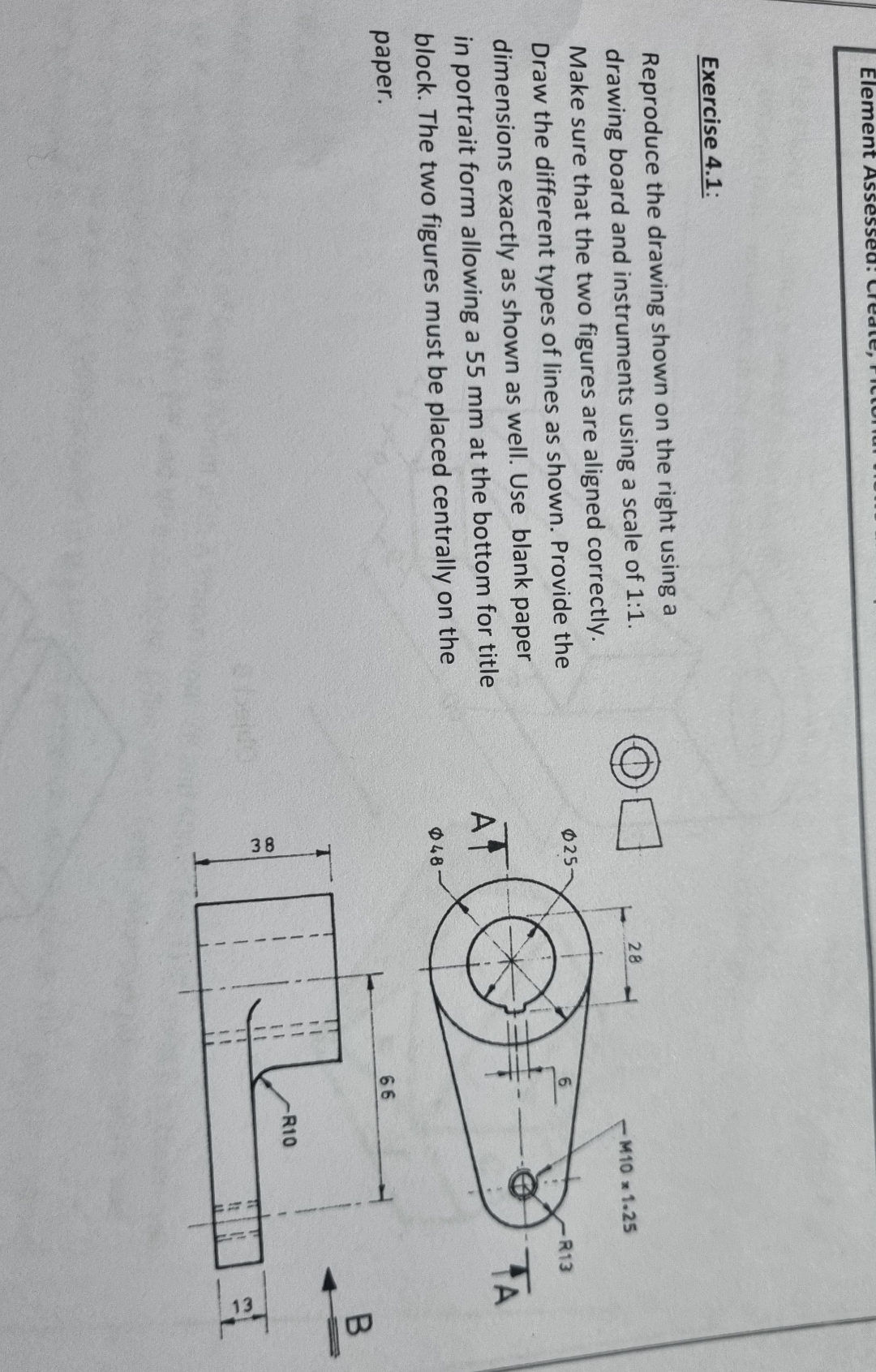 Solved Element Assessea:Exercise 4.1:Reproduce the drawing | Chegg.com
