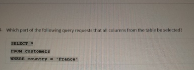Solved Which part of the following query requests that all | Chegg.com