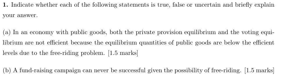 Solved Indicate whether each of the following statements is | Chegg.com