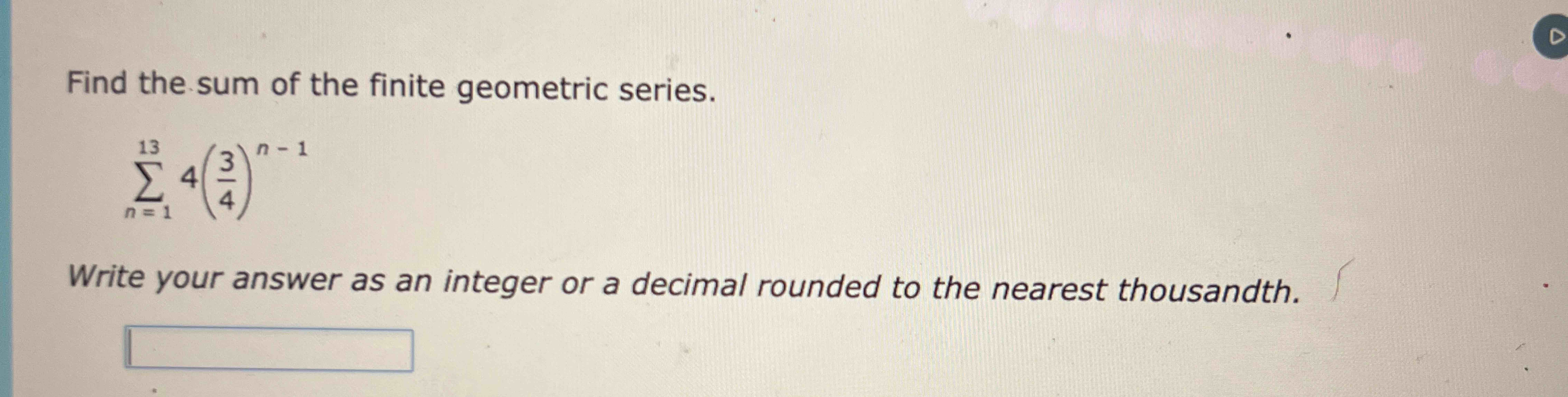 Solved code class="asciimath">Find the sum of the finite | Chegg.com