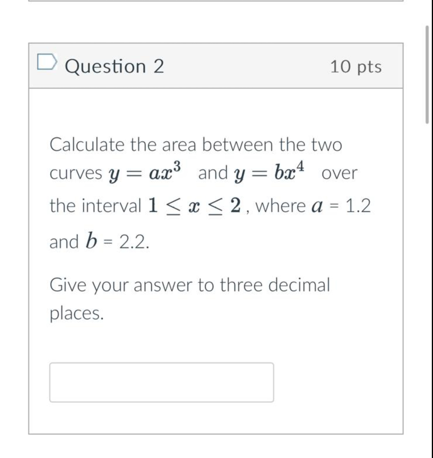 Solved Question 210 ﻿ptsCalculate the area between the | Chegg.com