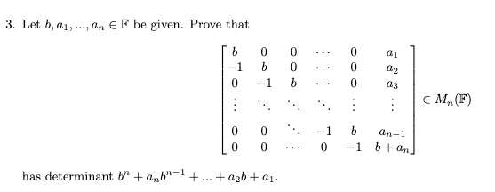 Solved Let b,a1,dots,aninF be given. Prove | Chegg.com