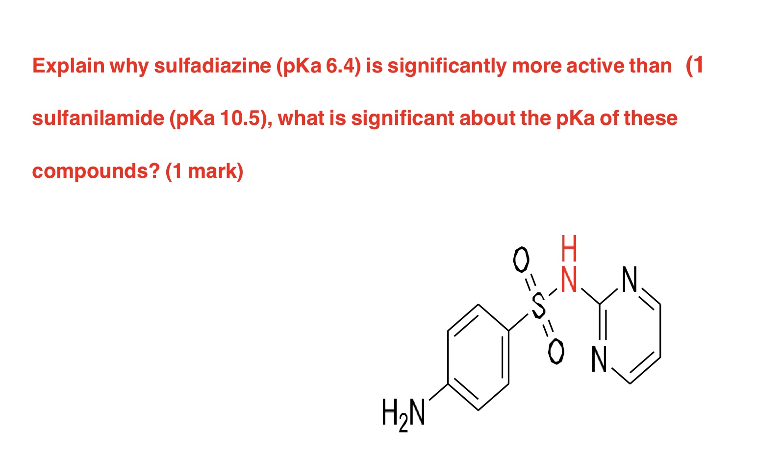 Solved Explain why sulfadiazine (pKa 6.4) ﻿is significantly | Chegg.com