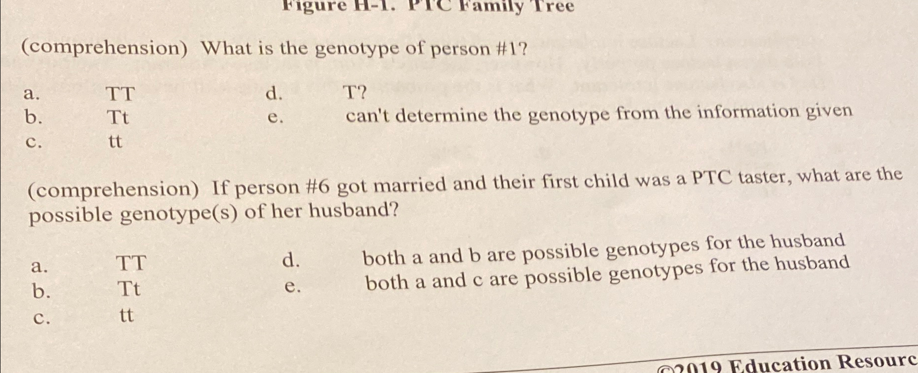Solved (comprehension) ﻿What is the genotype of person | Chegg.com