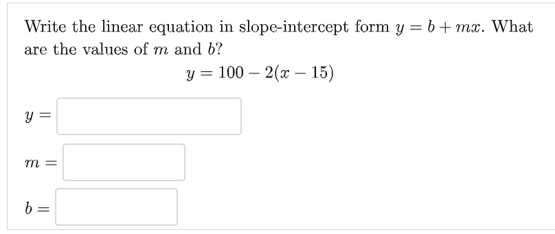 Solved Write the linear equation in slope-intercept form | Chegg.com