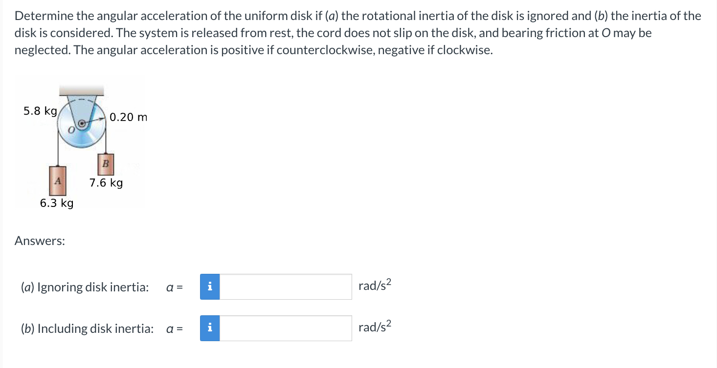 Solved Determine the angular acceleration of the uniform | Chegg.com