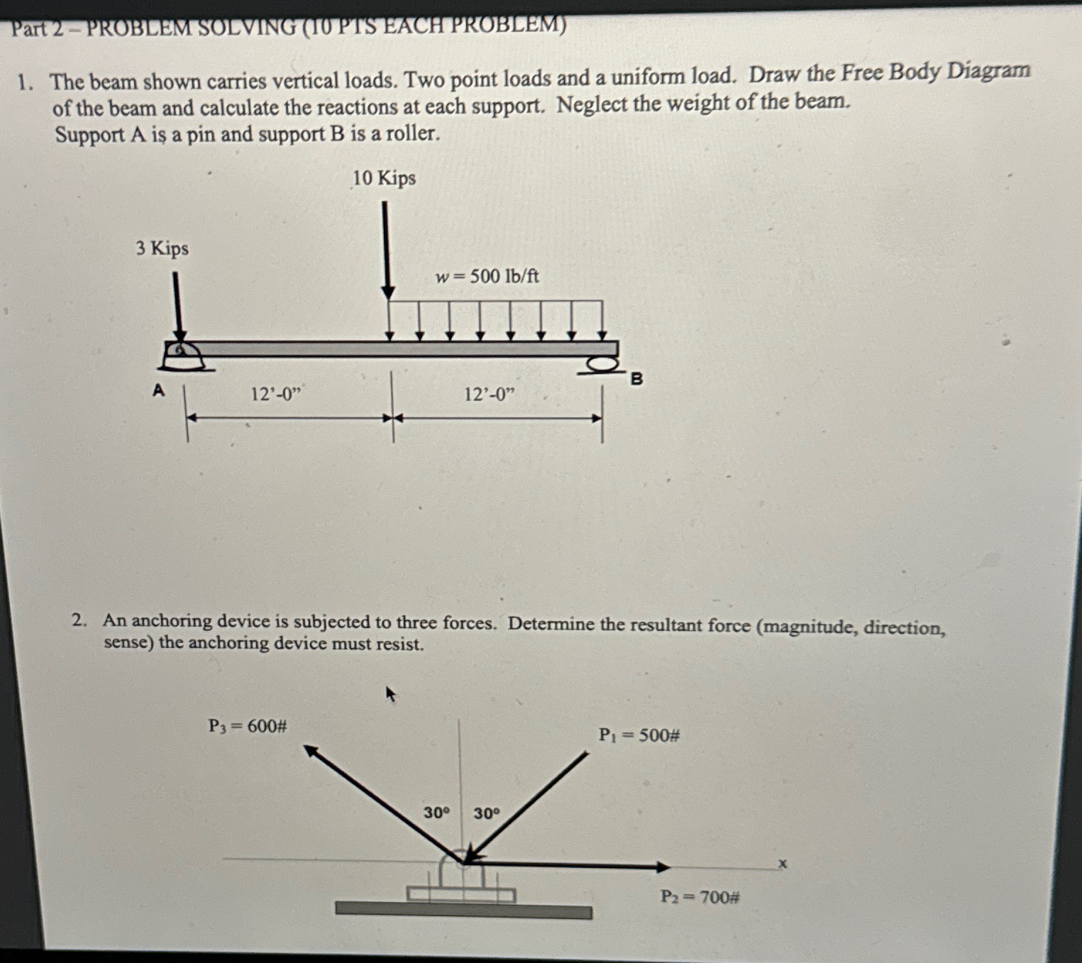 Solved PARt 2 - ﻿PROBLEM SOLVING (IO PTS EACH PROBLEM)The | Chegg.com