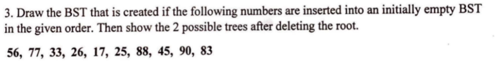 Solved Draw the BST ﻿that is ﻿created if ﻿the following | Chegg.com