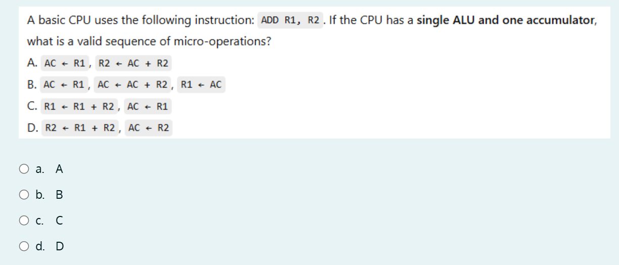 Solved code class="asciimath">A basic CPU uses the following | Chegg.com
