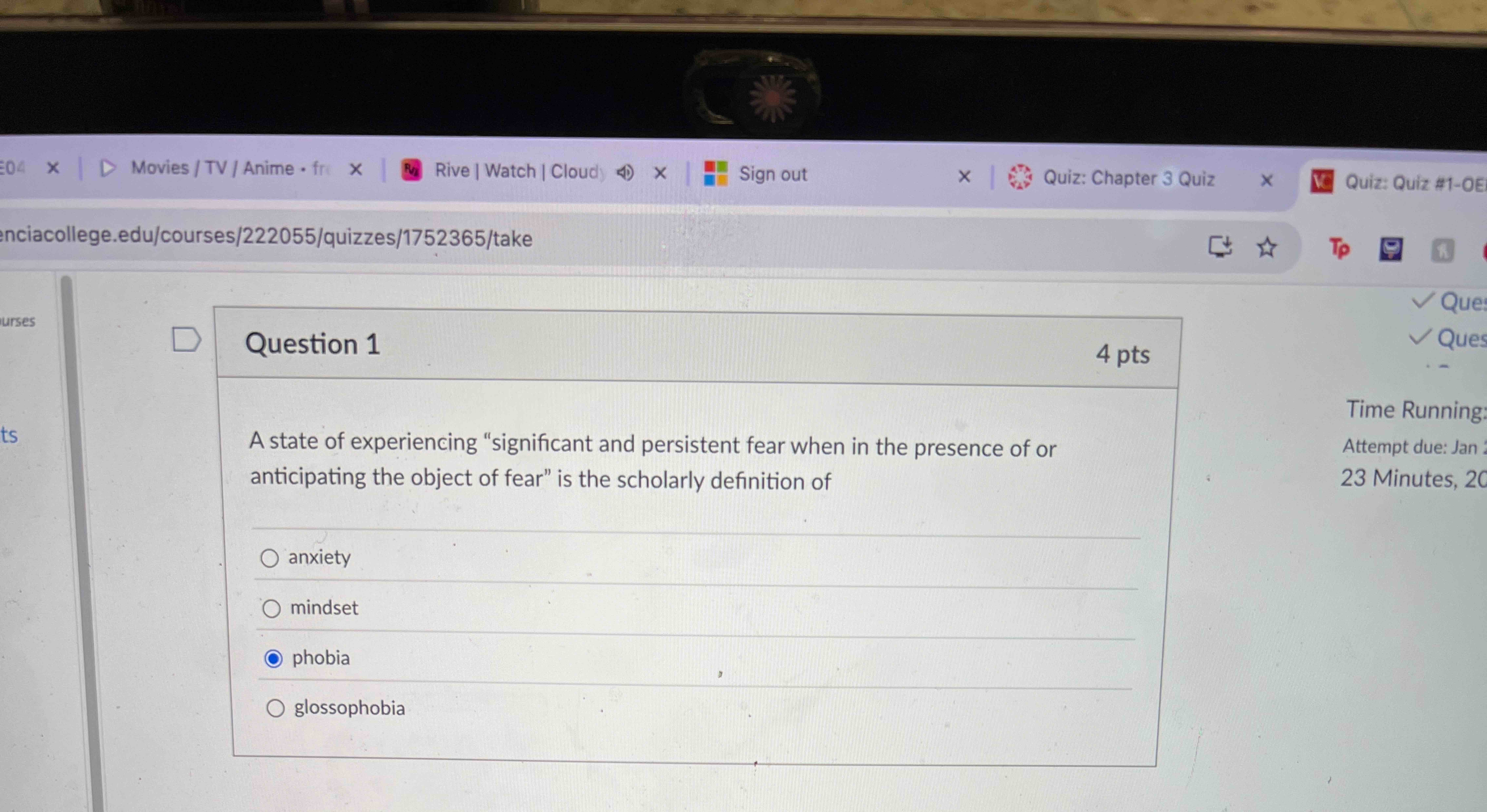 Solved Question 1 ﻿A state of experiencing "significant and | Chegg.com