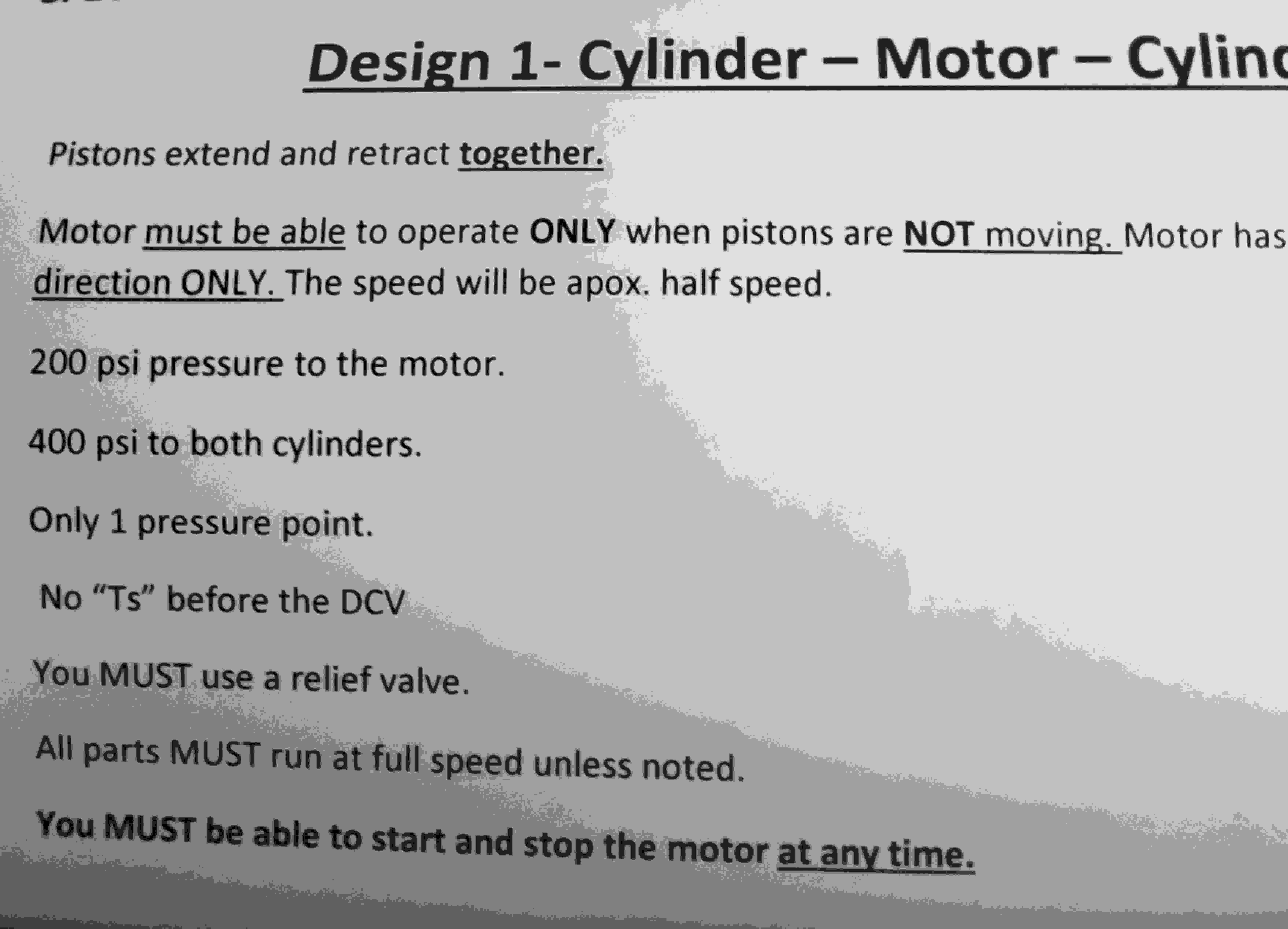 Solved Design 1- ﻿Cylinder - ﻿Motor - ﻿CylinderPistons | Chegg.com