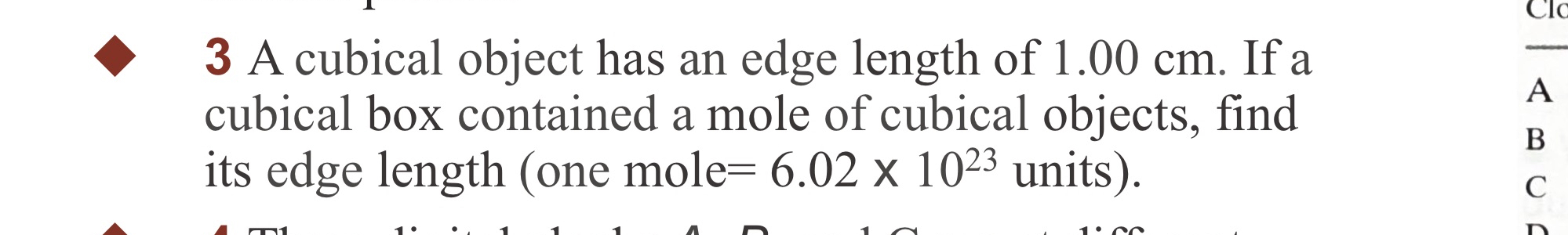 Solved 3 ﻿A cubical object has an edge length of 1.00cm. ﻿If | Chegg.com