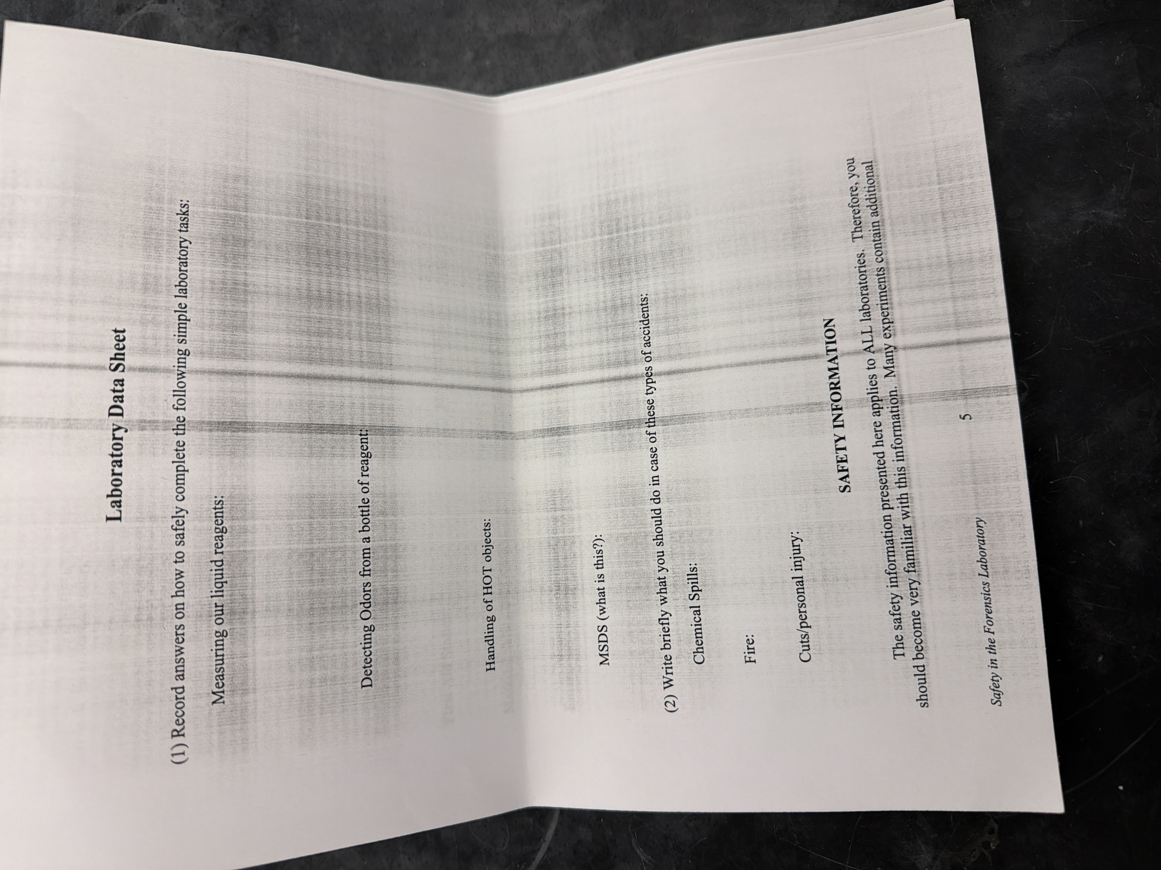 Solved Laboratory Data Sheet (1) ﻿Record answers on how to | Chegg.com