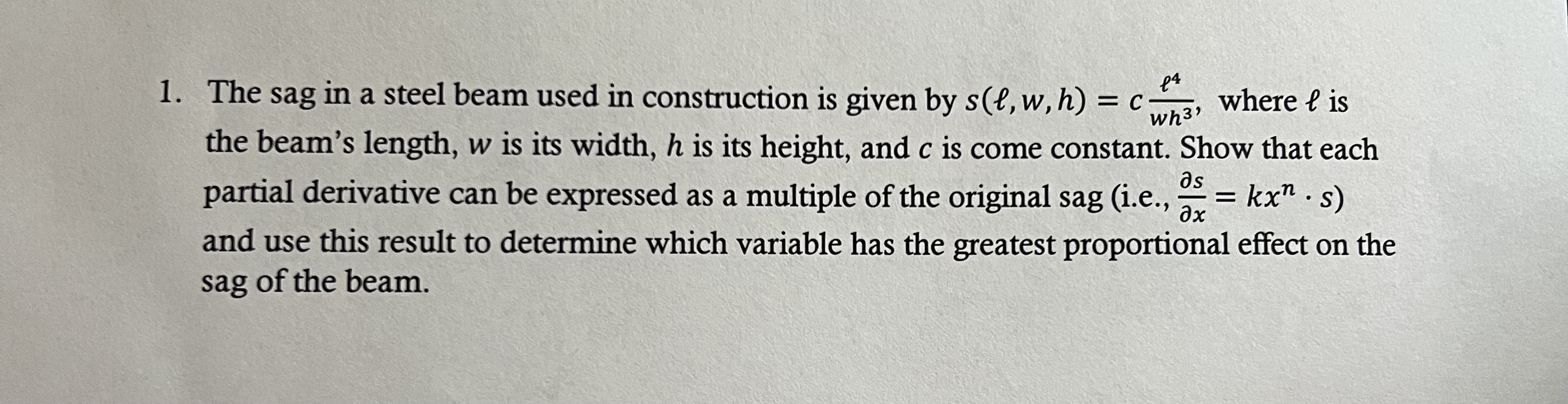 Solved The sag in a steel beam used in construction is given | Chegg.com