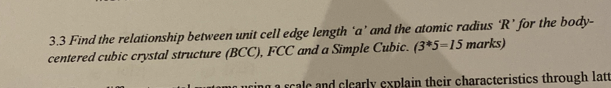 Solved 3.3 ﻿Find the relationship between unit cell edge | Chegg.com