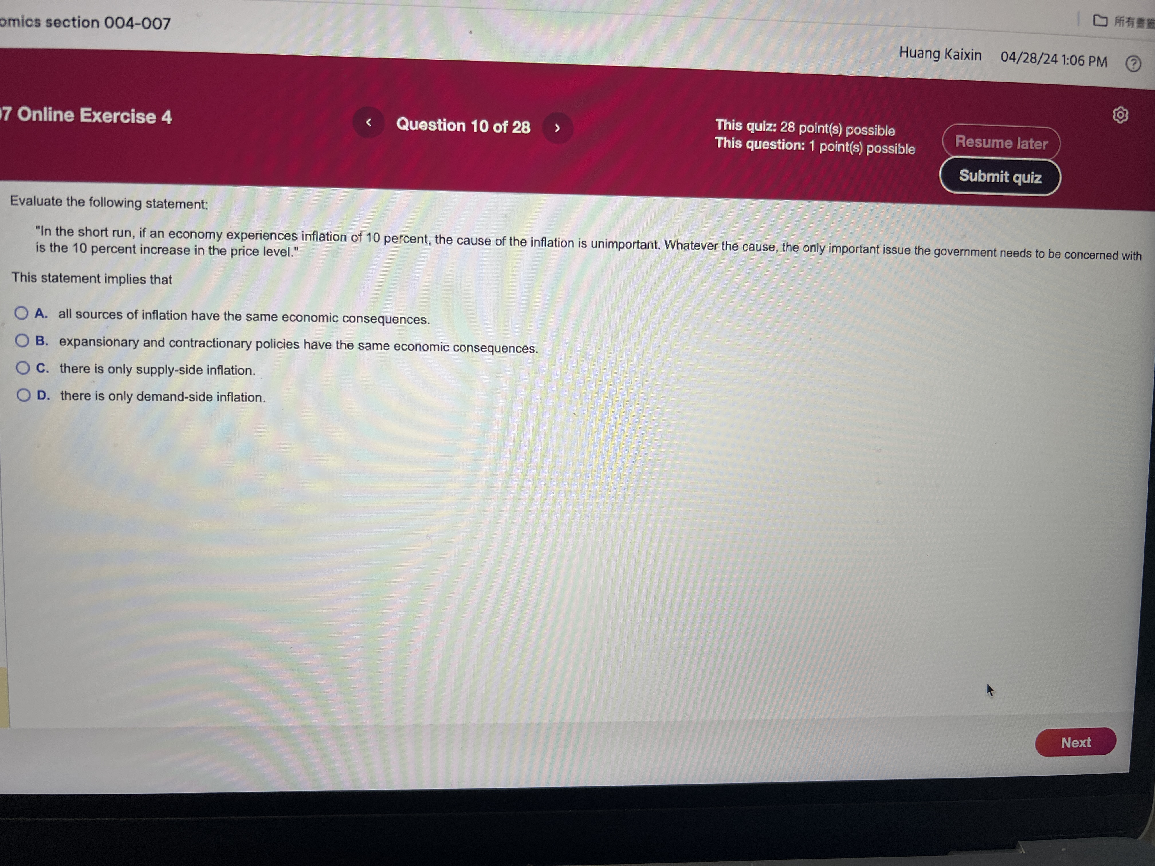 Solved Evaluate the following statement: "In the short run, | Chegg.com