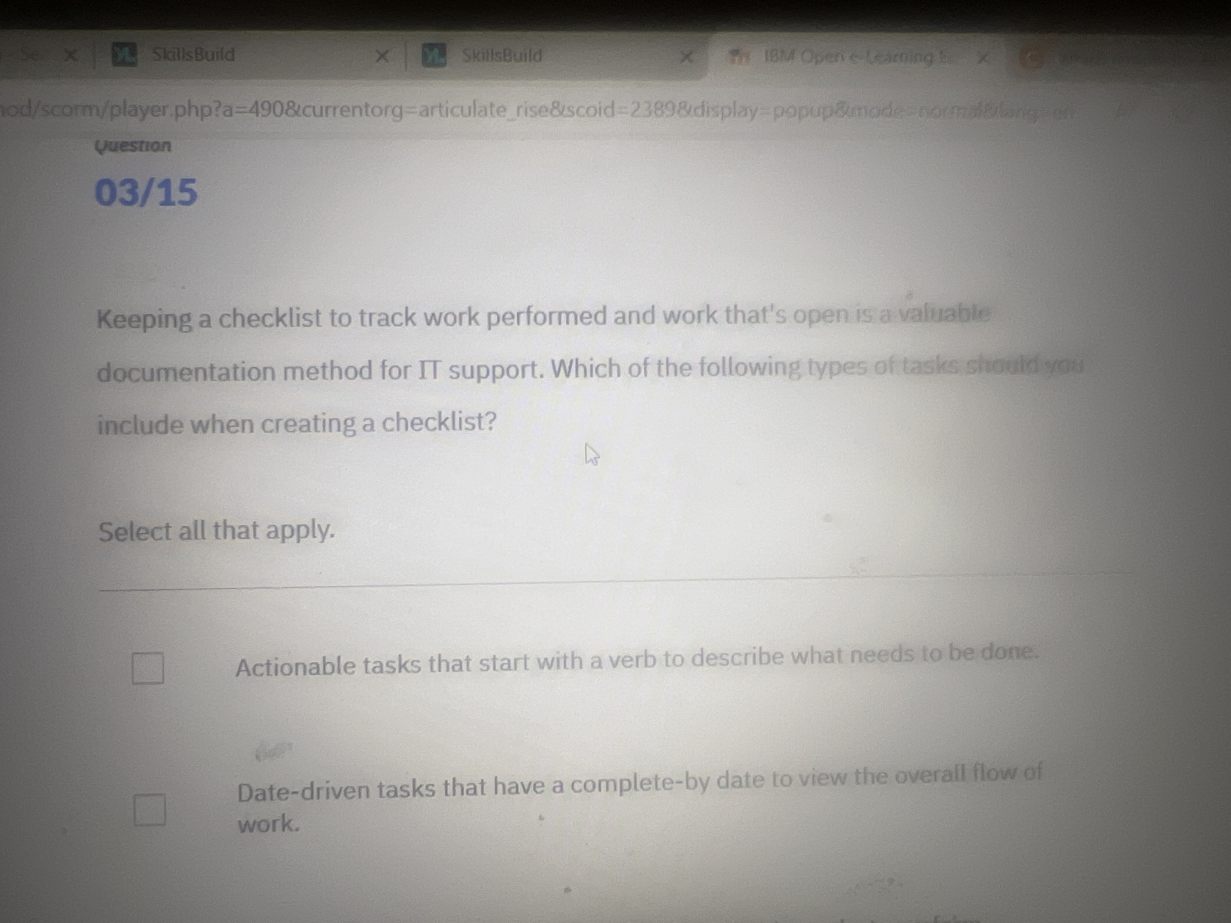 Solved Keeping a checklist to track work performed and work | Chegg.com