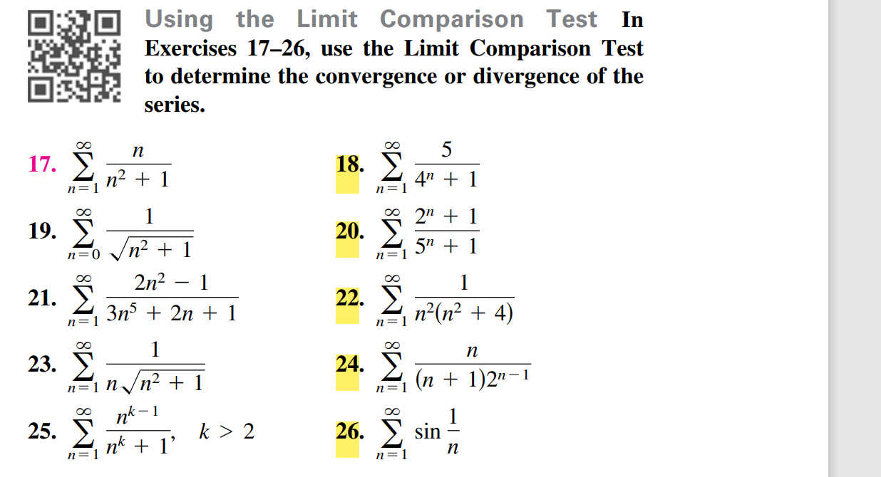 Solved Using The Limit Comparison Test In Exercises 17 26