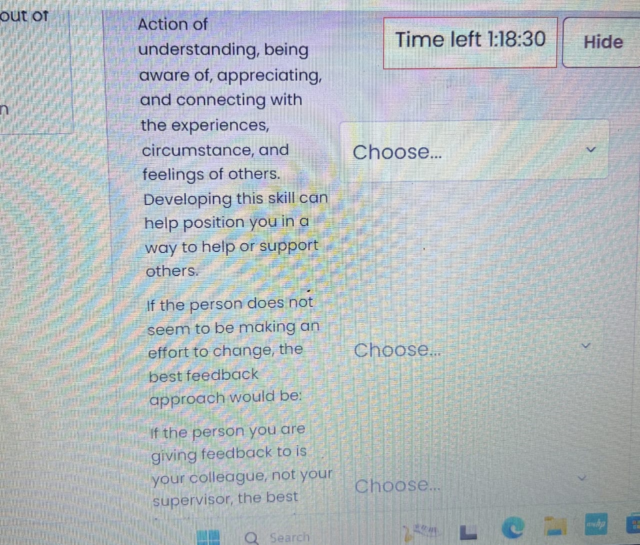 Solved Action of understanding, being aware of, | Chegg.com