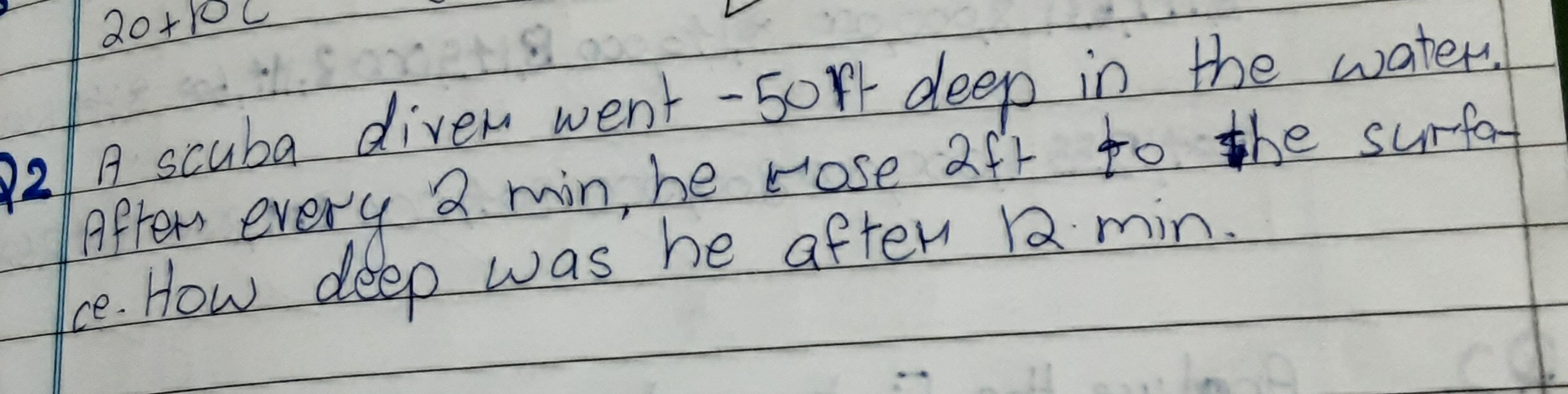Solved A scuba diver went - 50 ﻿ft deep in the water. After | Chegg.com