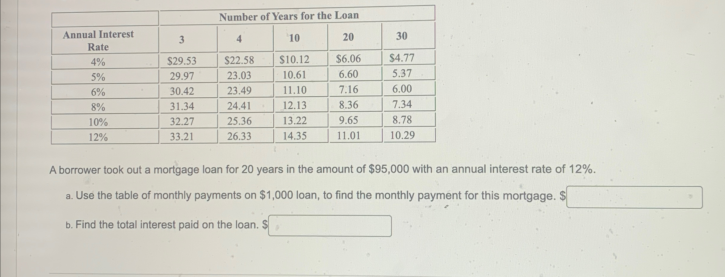 Solved \table[[,Number of Years for the | Chegg.com