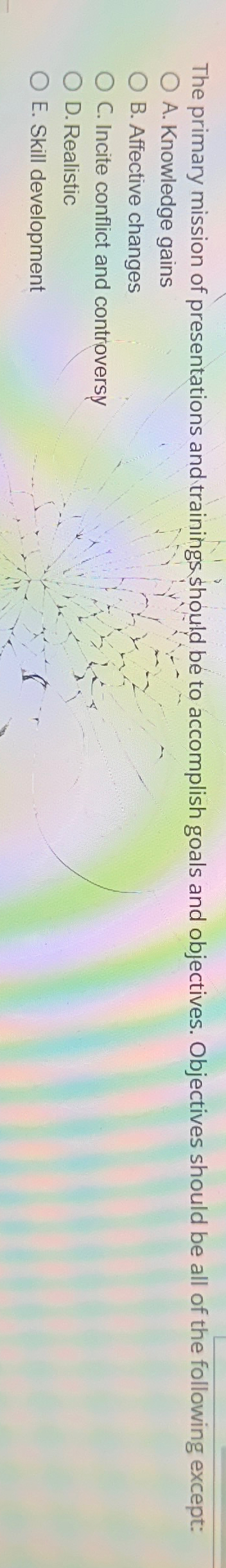 Solved The primary mission of presentations and trainings | Chegg.com