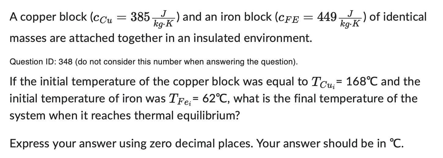 code class="asciimath">A copper block | Chegg.com