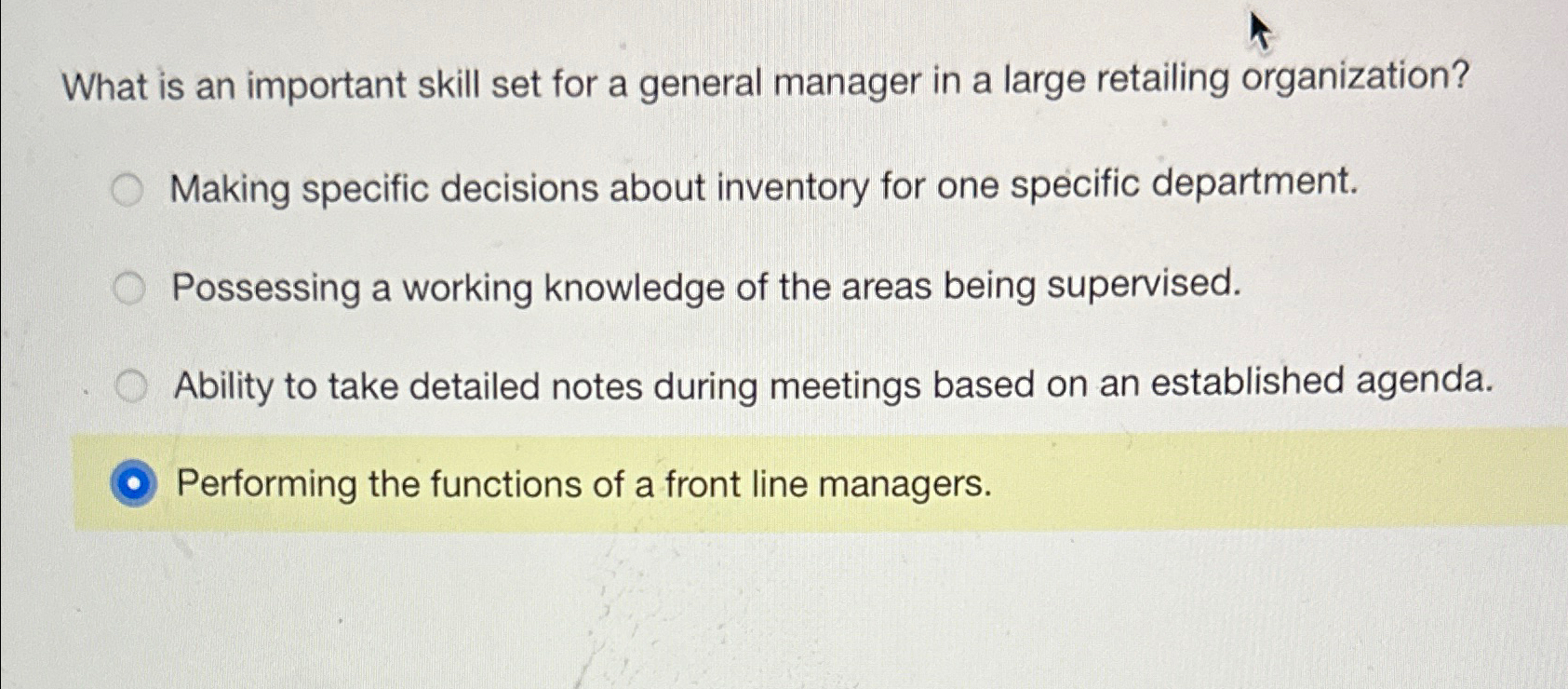 Solved What is an important skill set for a general manager | Chegg.com