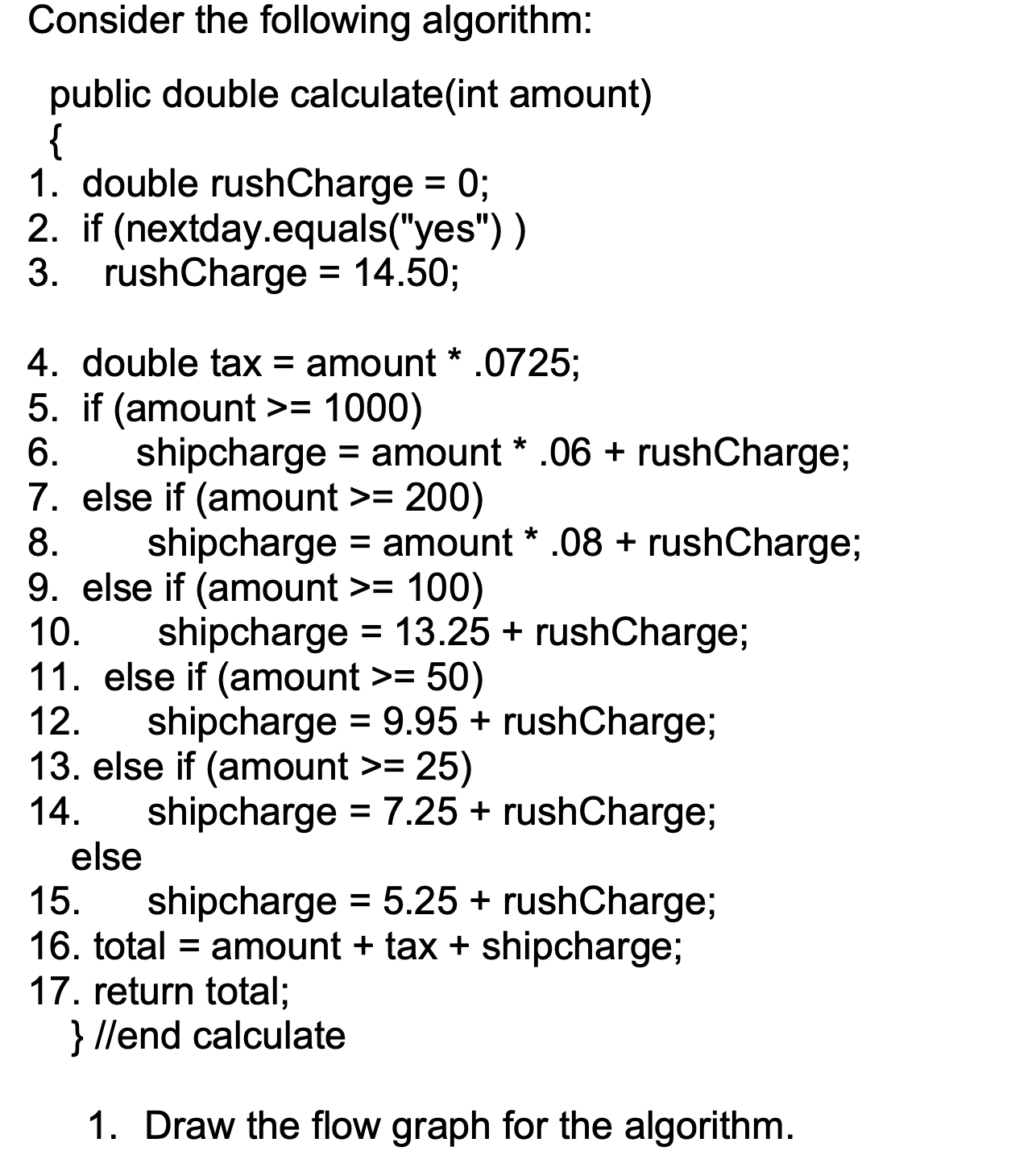 Solved Consider the following algorithm:public double | Chegg.com