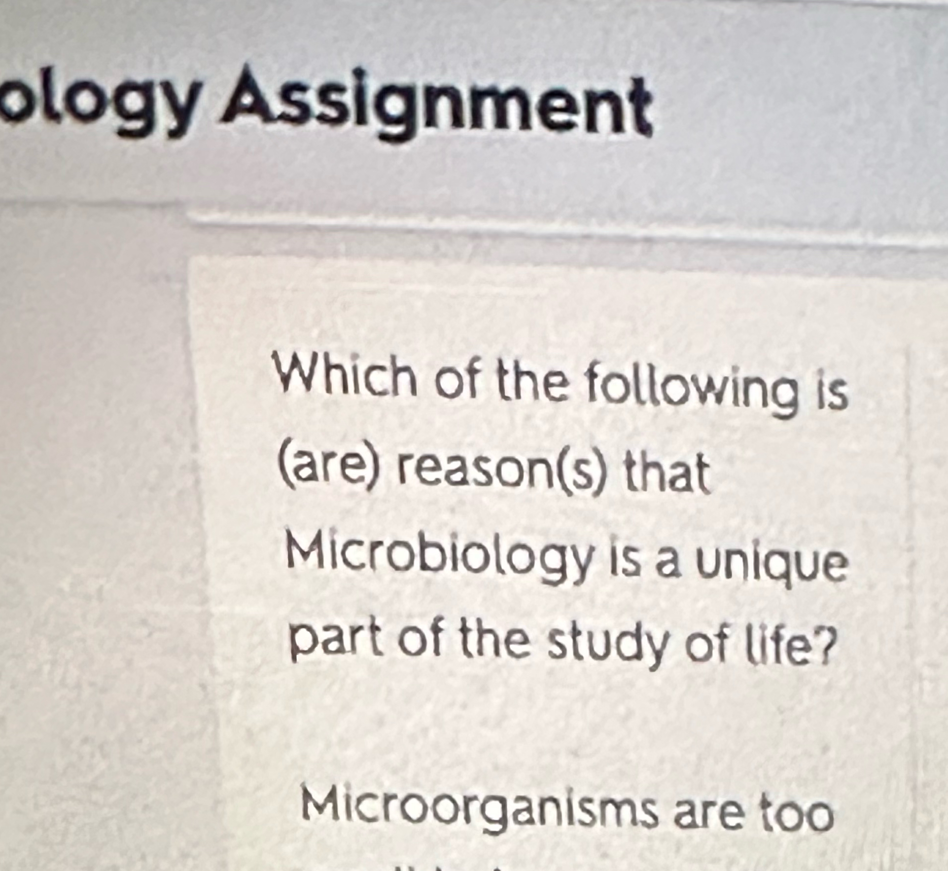 Solved ology AssignmentWhich of the following is (are) | Chegg.com