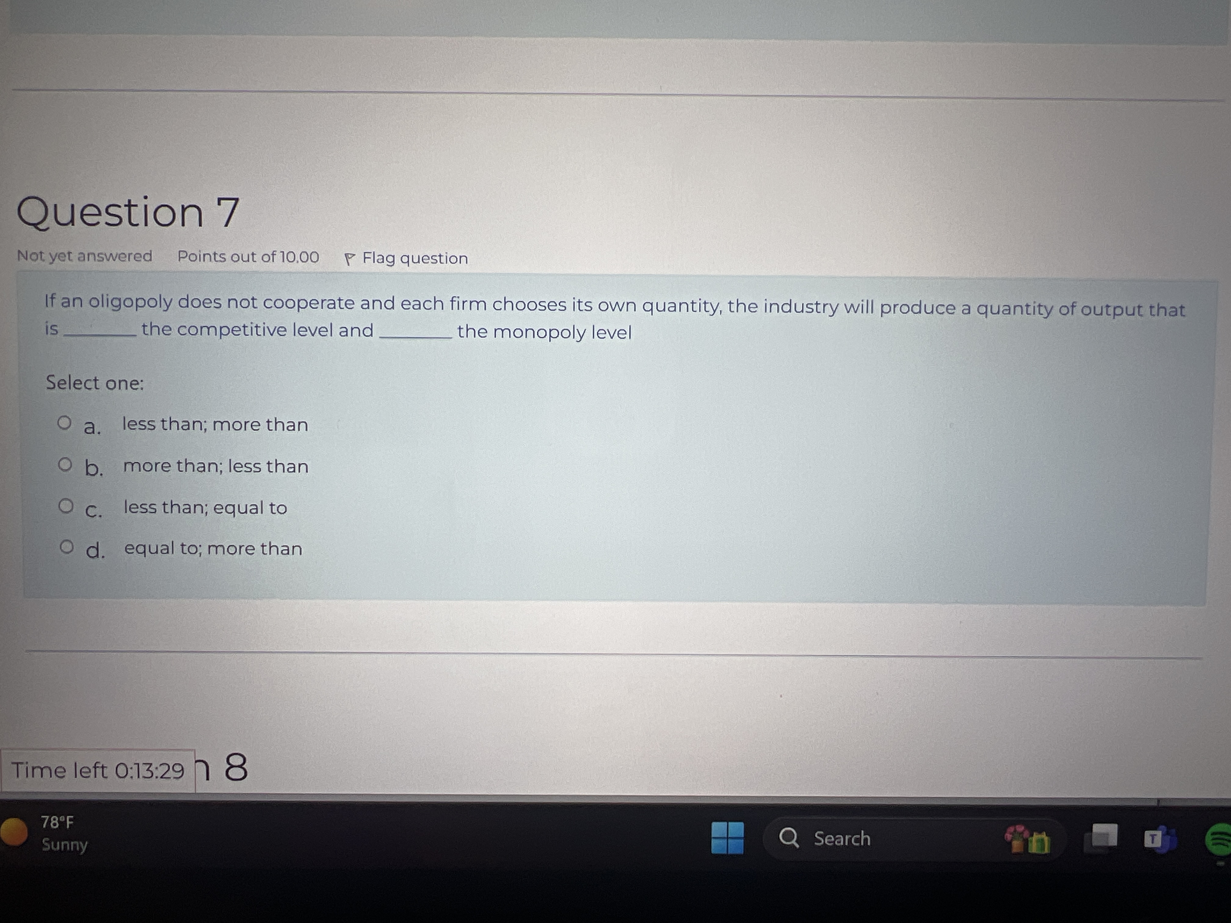 Solved If an oligopoly does not cooperate and each firm | Chegg.com