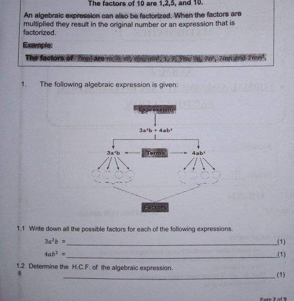 Solved The factors of 10 ﻿are 1,2,5, ﻿and 10. ﻿An algebraic | Chegg.com