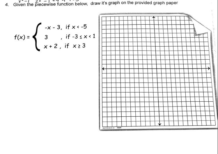 Solved Given the piecewise function below, draw it's graph | Chegg.com
