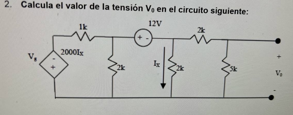 Solved Calcula el valor de la tensión V0 ﻿en el circuito | Chegg.com
