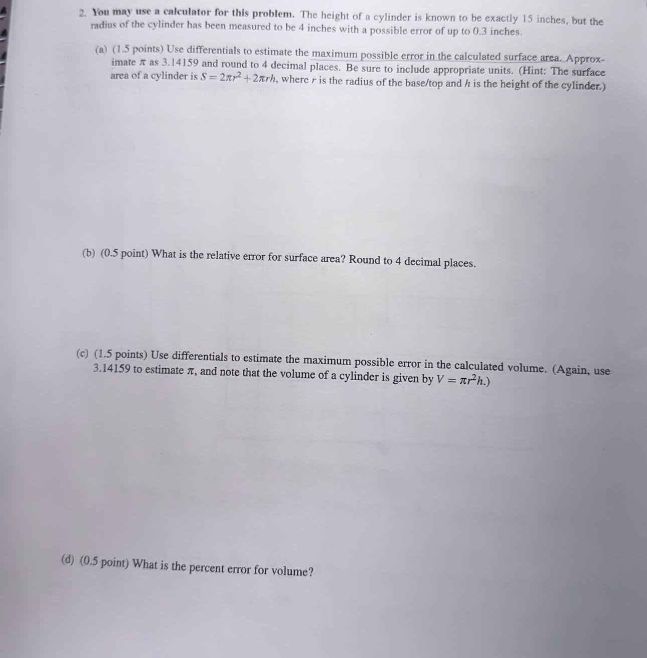 Solved You may use a calculator for this problem. The height | Chegg.com