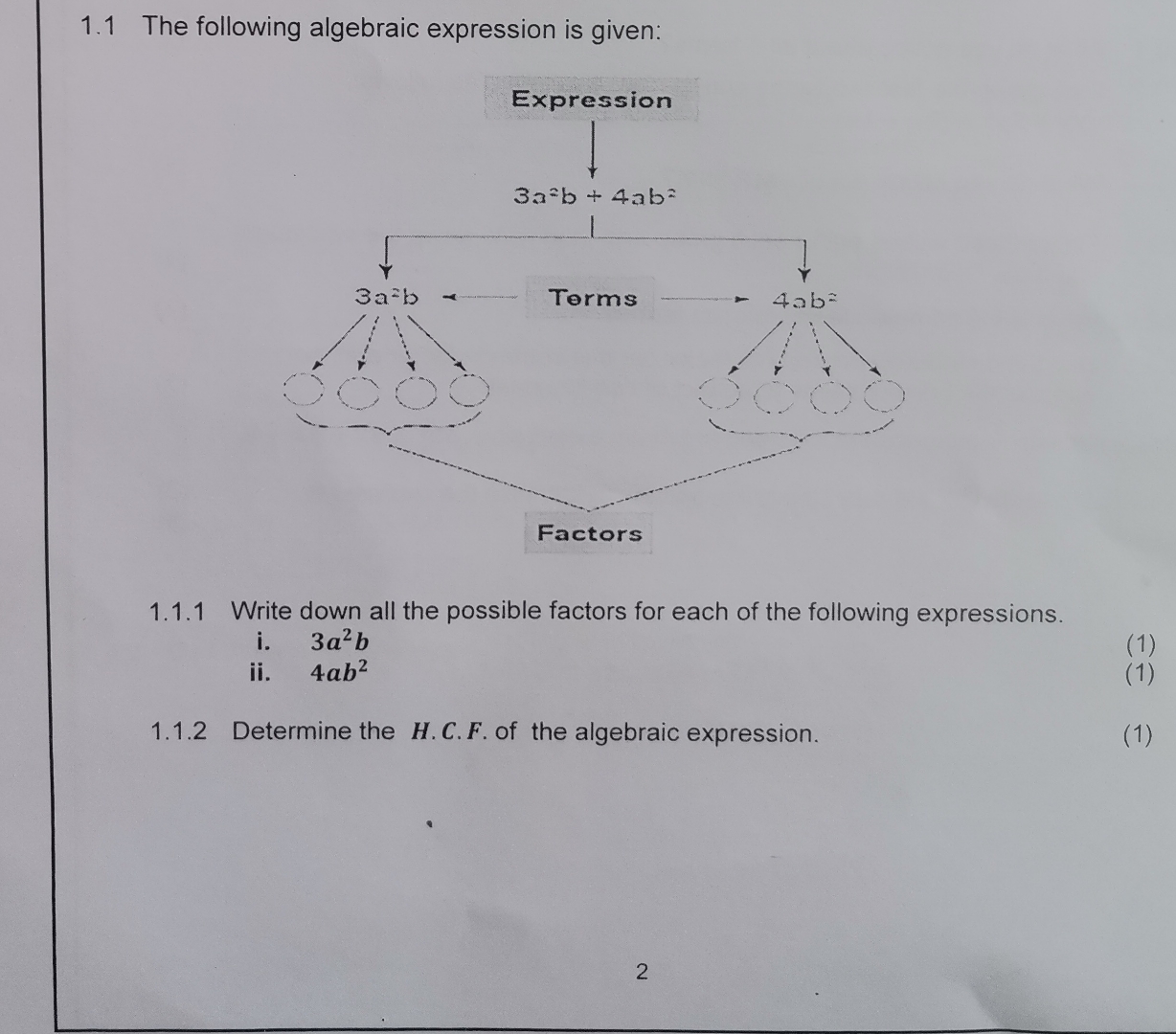 Solved 1.1 ﻿The following algebraic expression is given: | Chegg.com