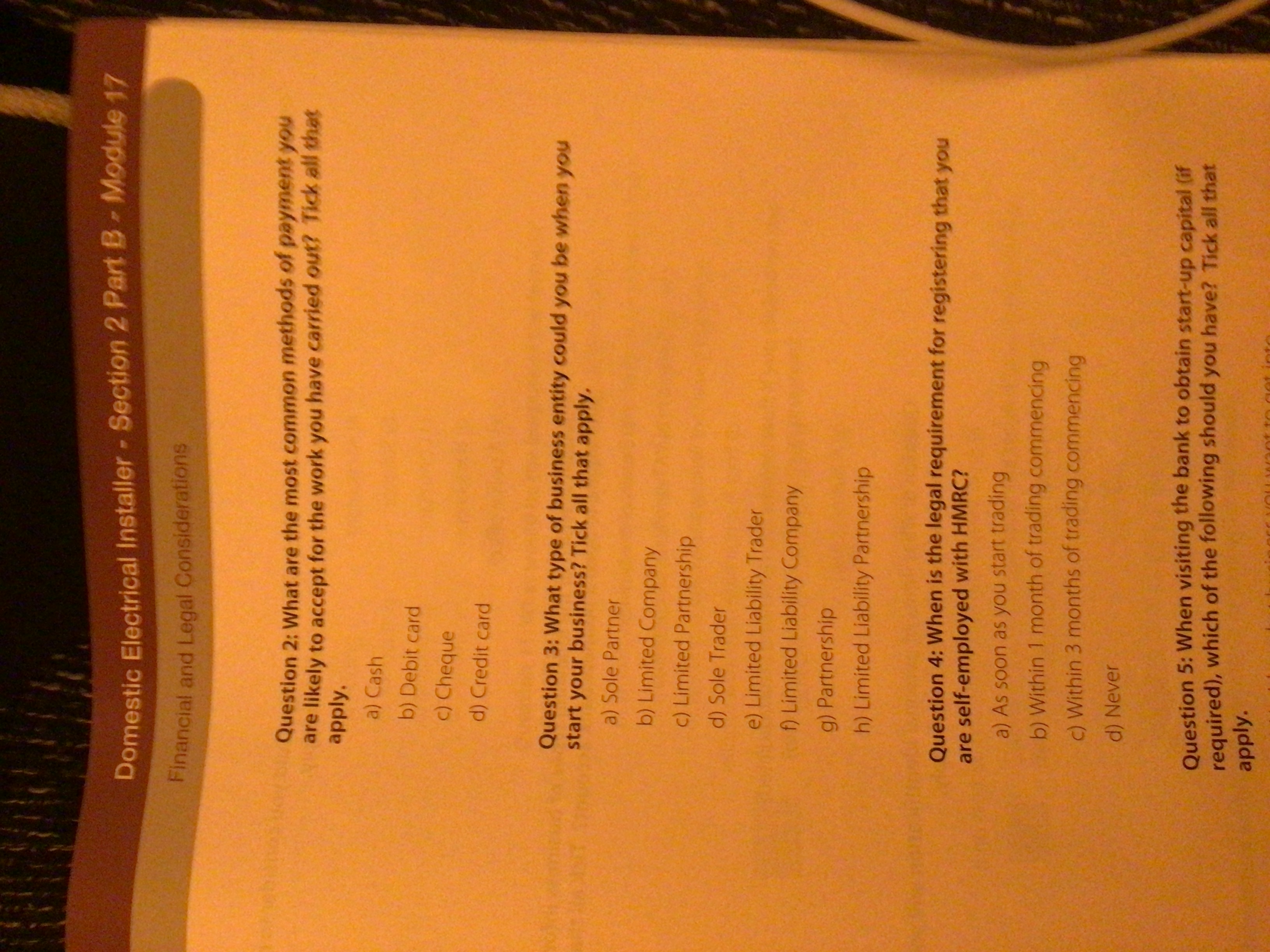 Solved Domestic Electrical Installer - ﻿Section 2 ﻿Part B - | Chegg.com