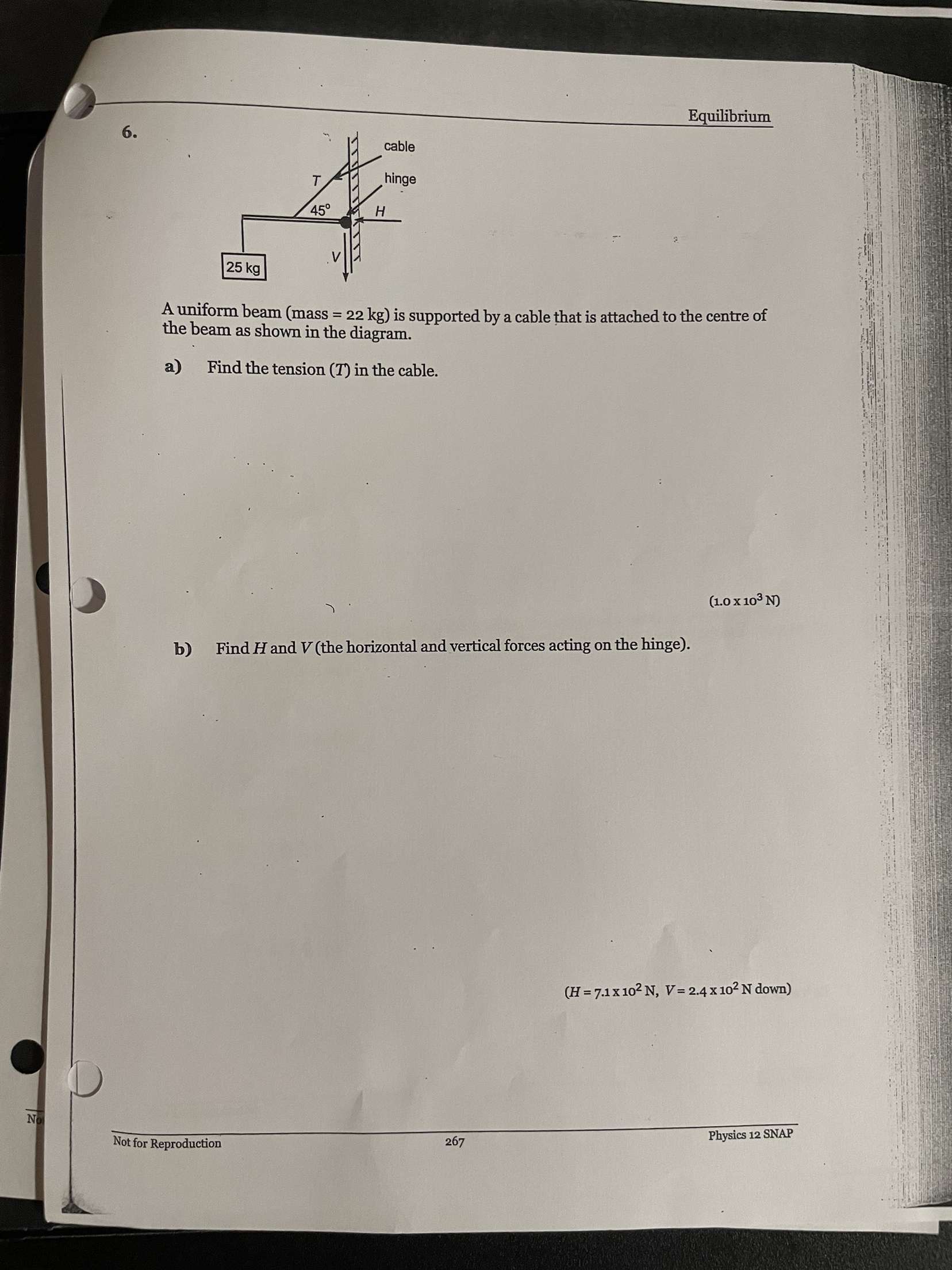 Solved code class="asciimath">=22kg T H and V (the | Chegg.com