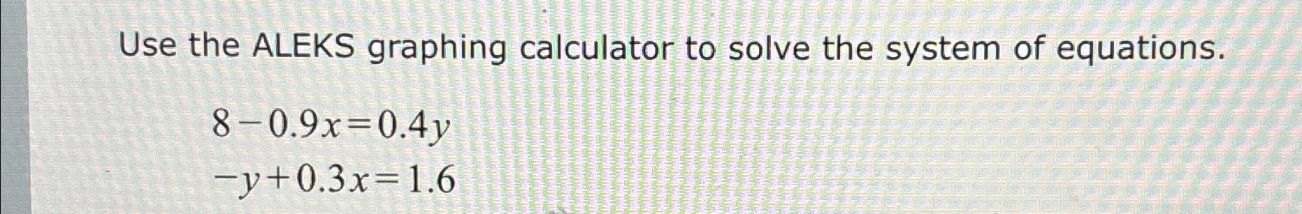 Solved Use the ALEKS graphing calculator to solve the system | Chegg.com