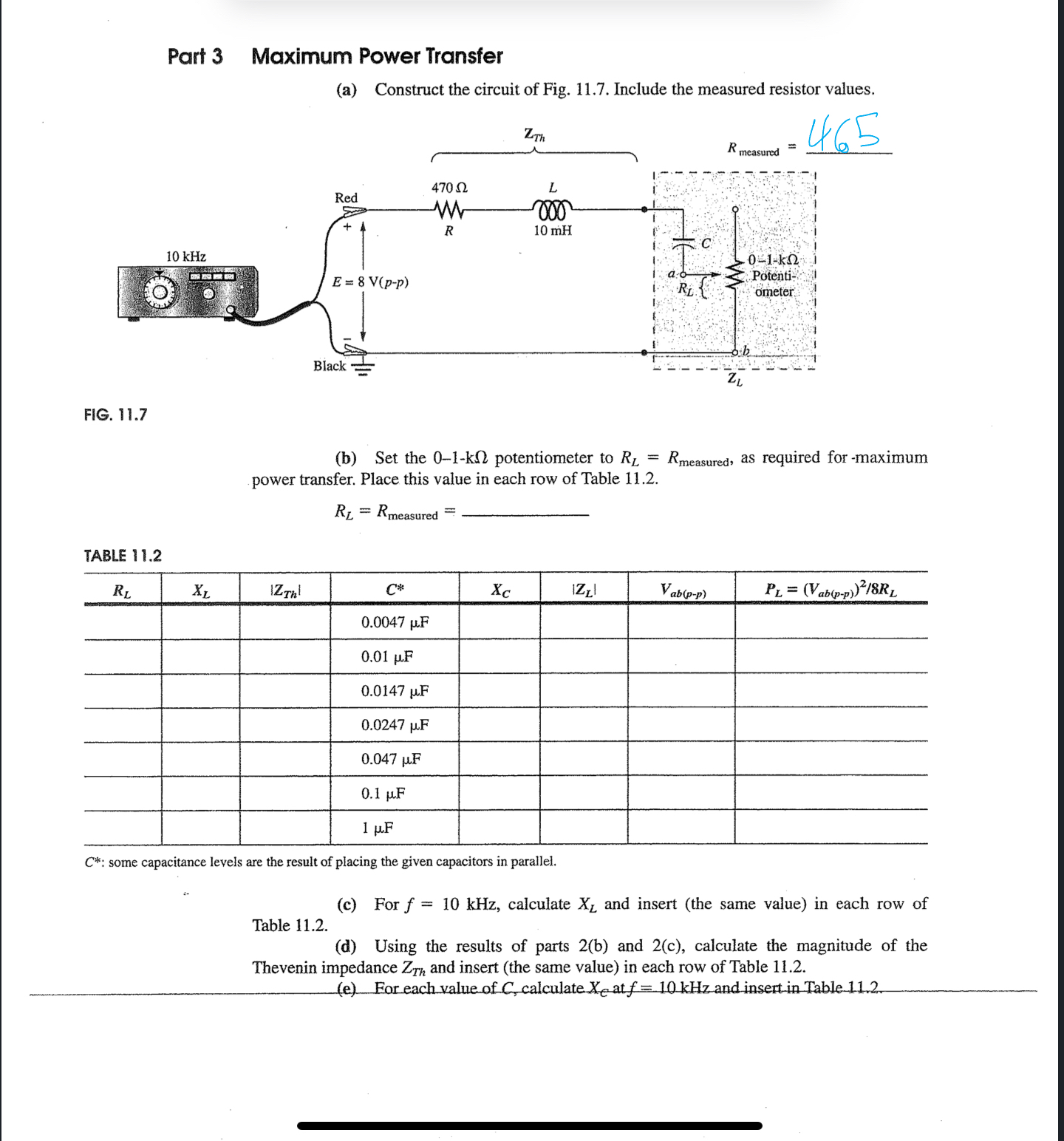 Solved Part 3 ﻿Maximum Power Transfer(a) ﻿Construct the | Chegg.com